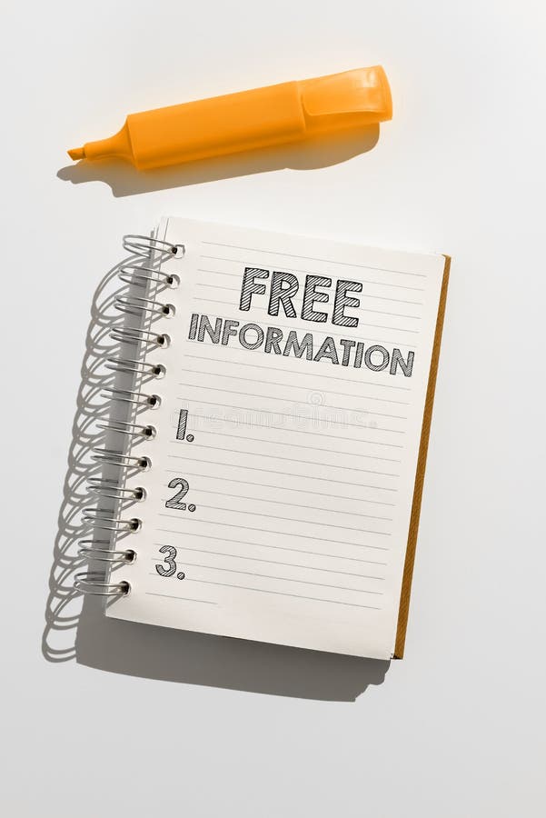 Text Sign Showing Free Information. Word for Knowledge Obtained from ...
