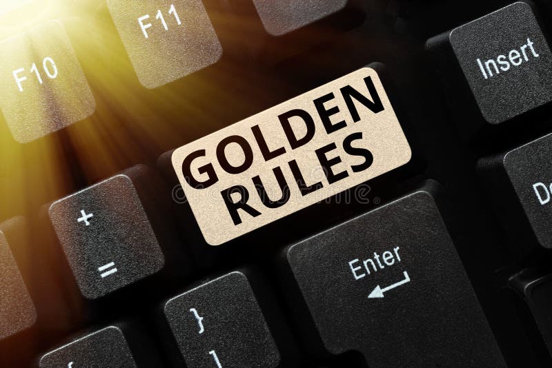 Sign Displaying Golden Rules. Business Concept Basic Principle that ...