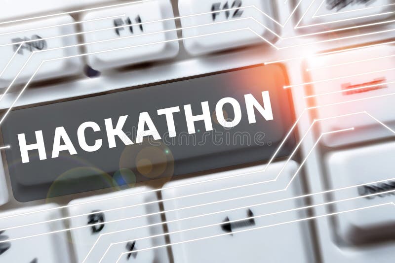 Text Sign Showing Hackathon. Business Concept Event Where Large Number ...