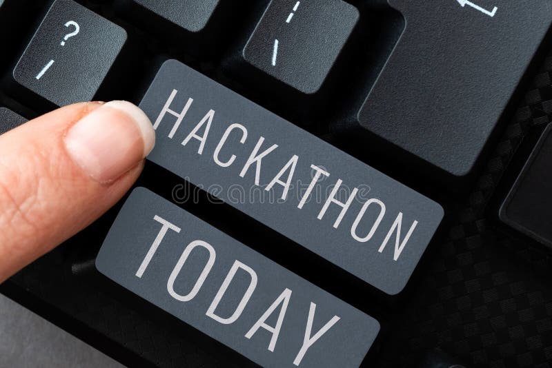Hand Writing Sign Hackathon. Business Showcase Event Where Large Number ... Hand Writing Sign Hackathon. Business Showcase Event Where Large Number ...
