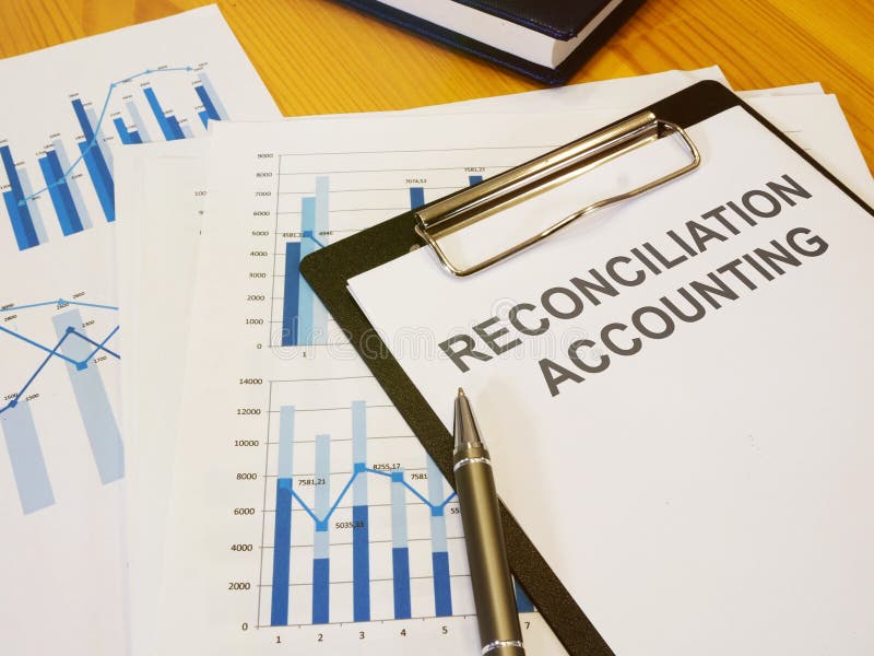 Text Sign Showing Hand Written Words Reconciliation Accounting Stock ...