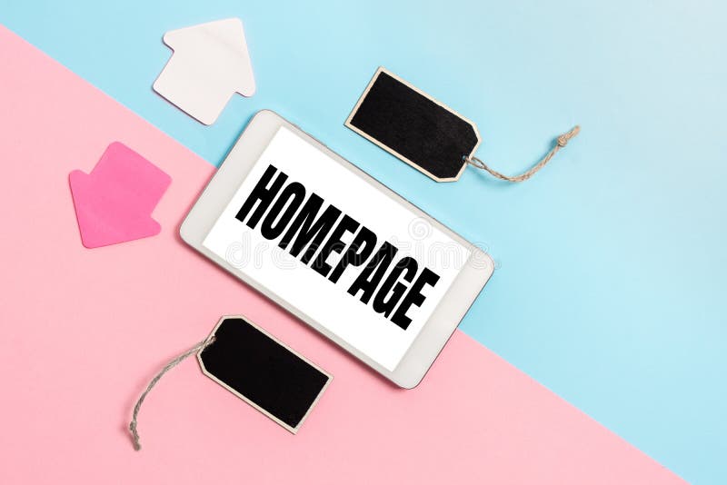 Text Sign Showing Homepage. Word Written on the Introductory Page of a ...