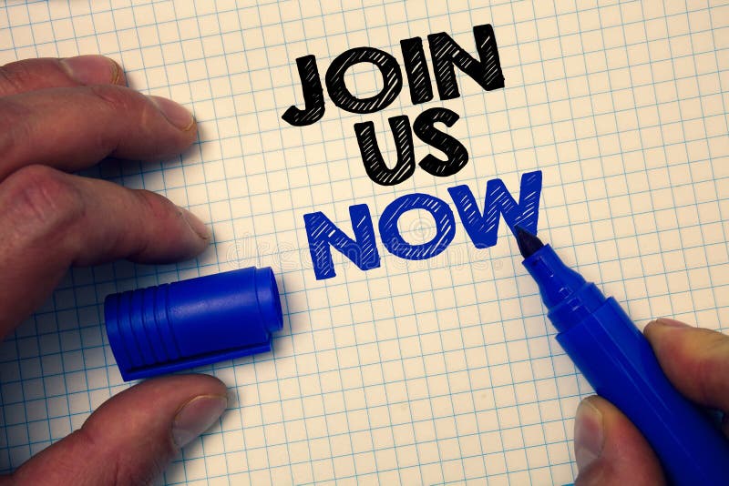 Text Sign Showing Join Us Now. Conceptual Photo Enroll in Community ... Text Sign Showing Join Us Now. Conceptual Photo Enroll in Community ...