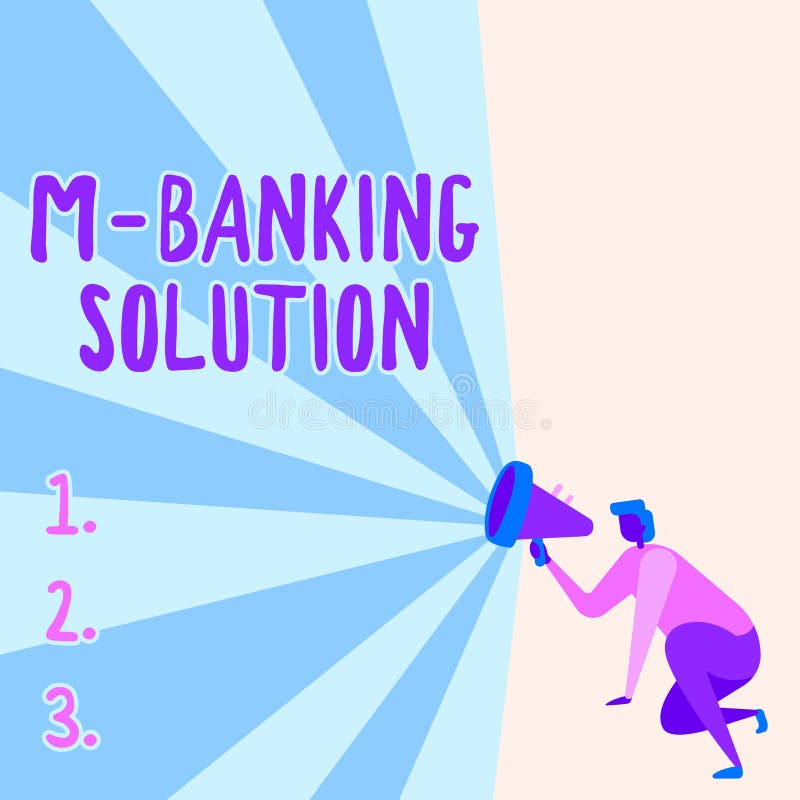 Text Sign Showing M Banking Solution. Conceptual Photo Accessed Banking ... Text Sign Showing M Banking Solution. Conceptual Photo Accessed Banking ...