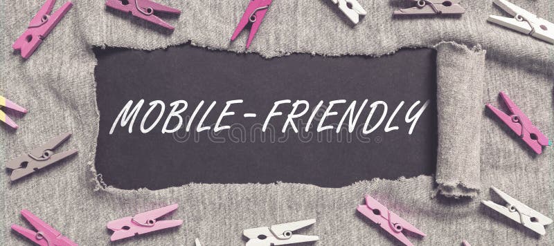 Text Sign Showing Mobile Friendly. Word Written on a Website Which Can ...