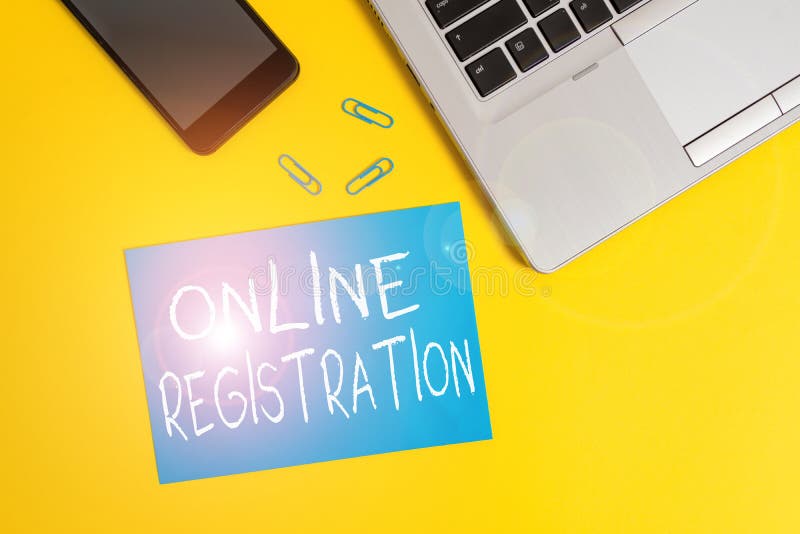 Text Sign Showing Online Registration. Conceptual Photo Registering Via ... Text Sign Showing Online Registration. Conceptual Photo Registering Via ...