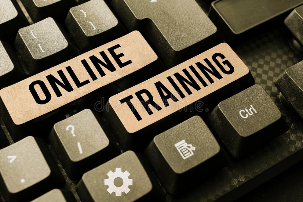 Text Sign Showing Online Training. Business Overview Computer Based ...