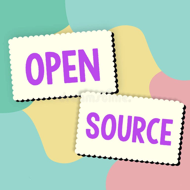 Text Sign Showing Open Source. Concept Meaning Contains the Source Code that Can Be Modified and ...