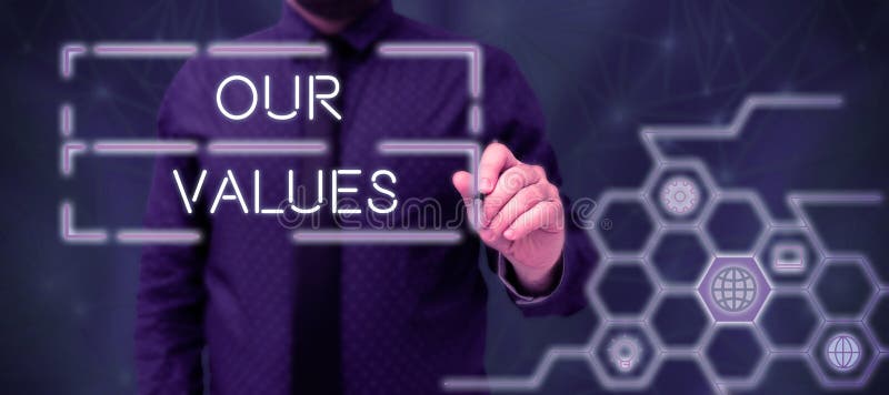 Text Sign Showing Our Values. Internet Concept List of Morals Companies ...