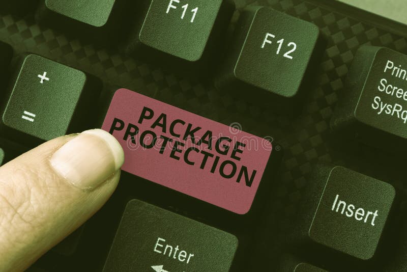 Conceptual Caption Package Protection. Business Showcase Wrapping and ...