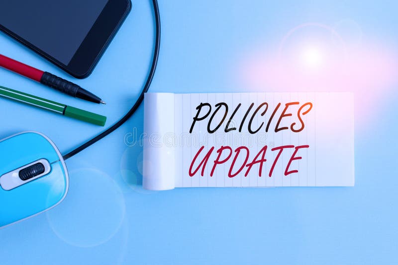 Text Sign Showing Policies Update. Conceptual Photo Act of Adding New ... Text Sign Showing Policies Update. Conceptual Photo Act of Adding New ...