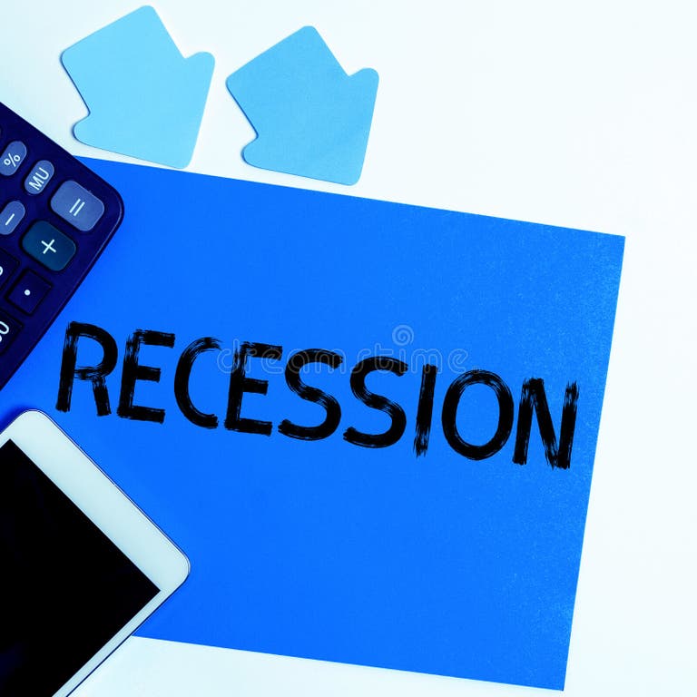 Text Sign Showing Recession. Business Idea the Process of Progressive Decrease in Growing ...