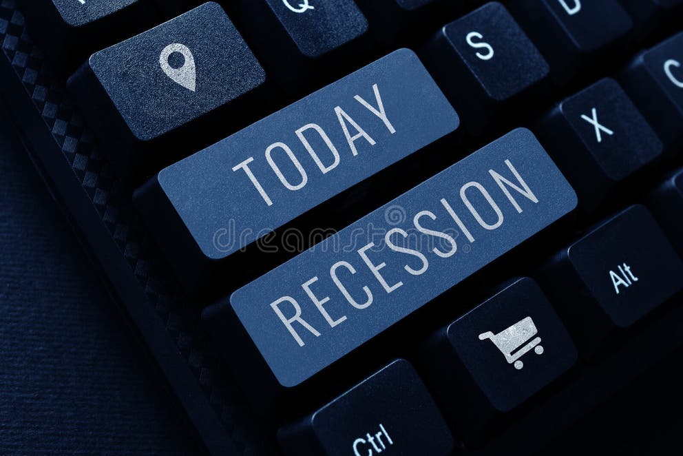 Text Sign Showing Recession. Business Showcase the Process of Progressive Decrease in Growing ...