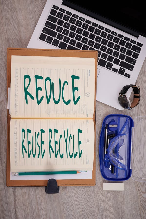 Text Sign Showing Reduce Reuse Recycle. Word Written on ...