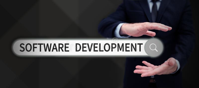 Sign Displaying Software Development. Business Concept Software is Created Using a Specific ...