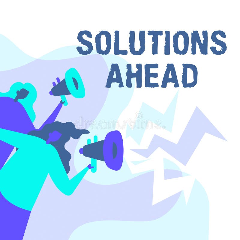Text Sign Showing Solutions Ahead. Business Approach in Advance Action ...