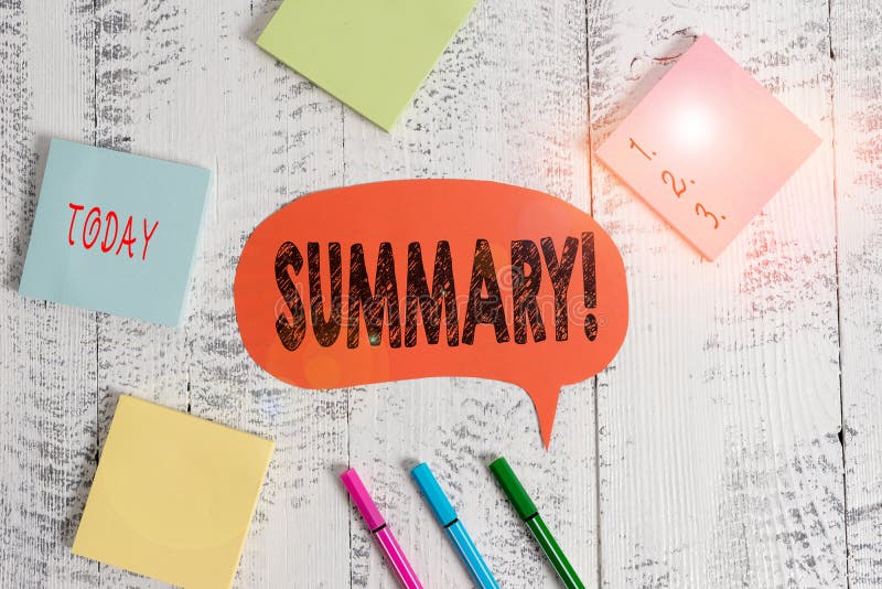 Text Sign Showing Summary. Conceptual Photo Brief Statement or Account ...