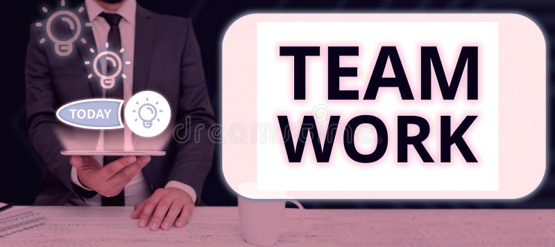 Text Sign Showing Team Work. Business Approach Combined Action of a ...