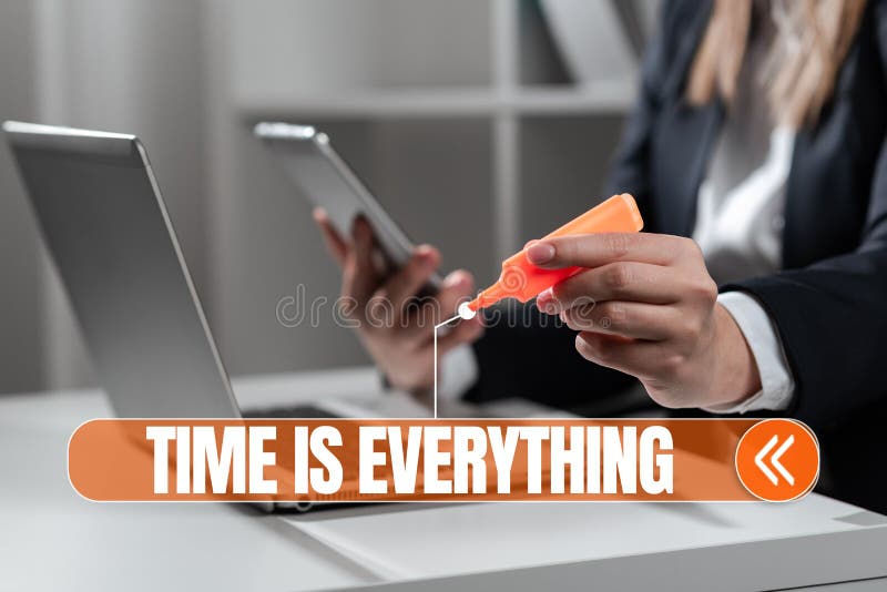 Text Sign Showing Time is Everything. Internet Concept the Right Moment ...