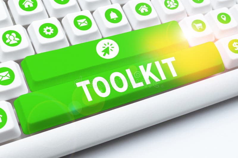 Text Sign Showing Toolkit. Business Showcase Set of Tools Kept in a Bag ...