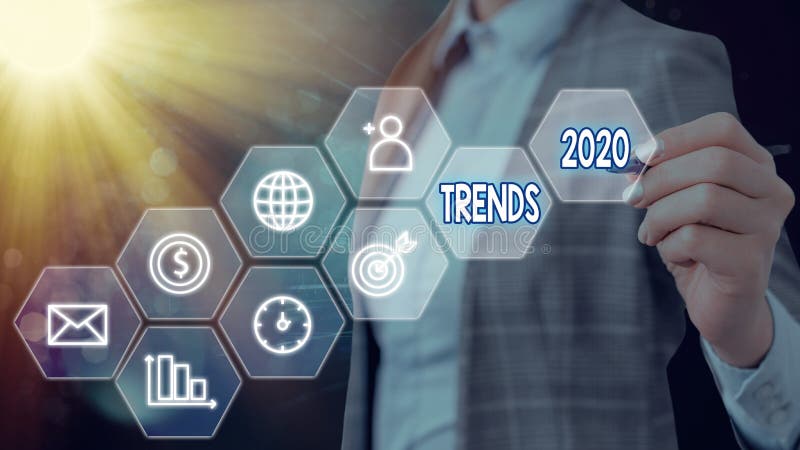 Text Sign Showing Trends 2020. Conceptual Photo General Direction in ...