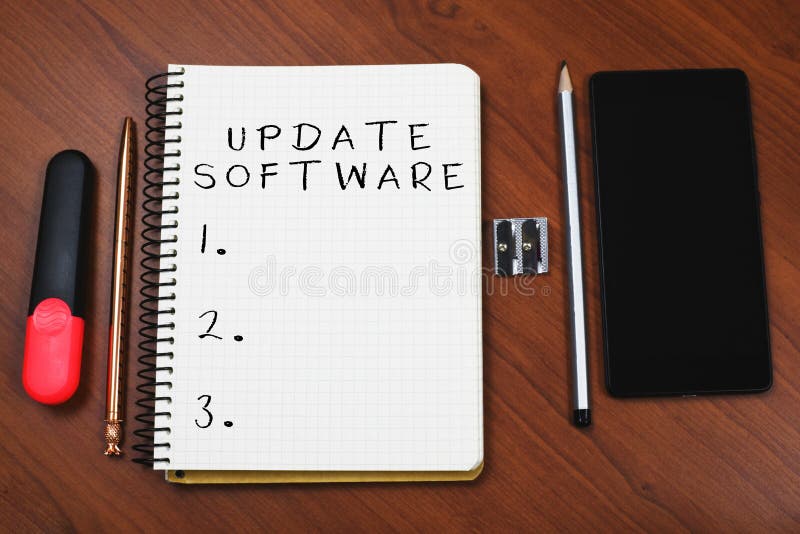 Text Sign Showing Update Softwarereplacing Program with a Newer Version ... Text Sign Showing Update Softwarereplacing Program with a Newer Version ...