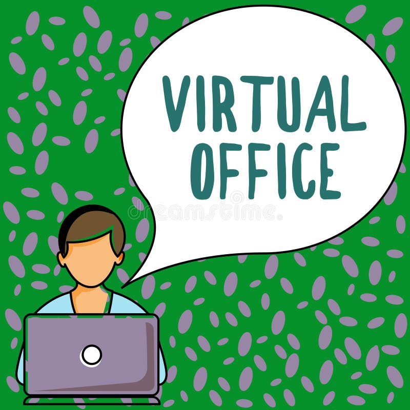 Text Sign Showing Virtual Office. Internet Concept Mobile Work ...