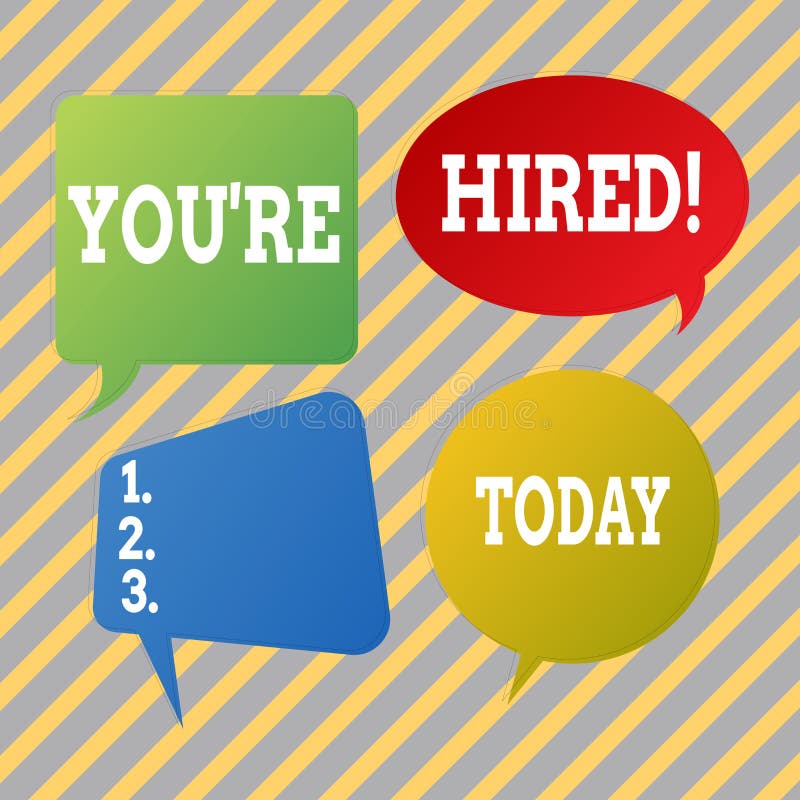 Text Sign Showing You Re Hired. Conceptual Photo New Employee Recruited ... Text Sign Showing You Re Hired. Conceptual Photo New Employee Recruited ...