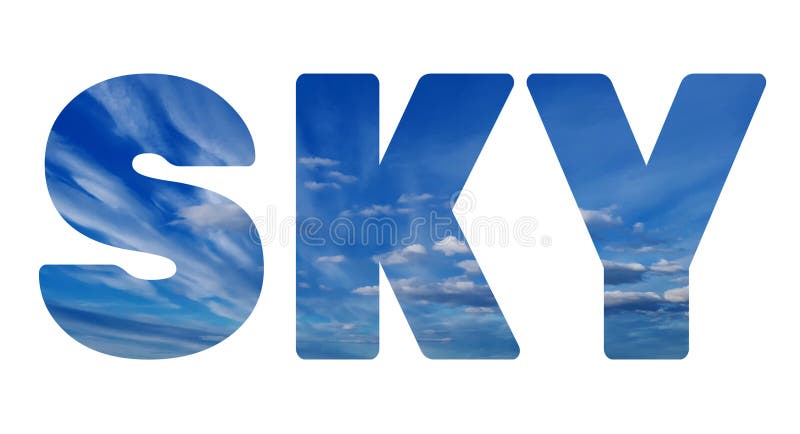 Text of the Sky on the Background of Blue Clouds Stock Illustration ...