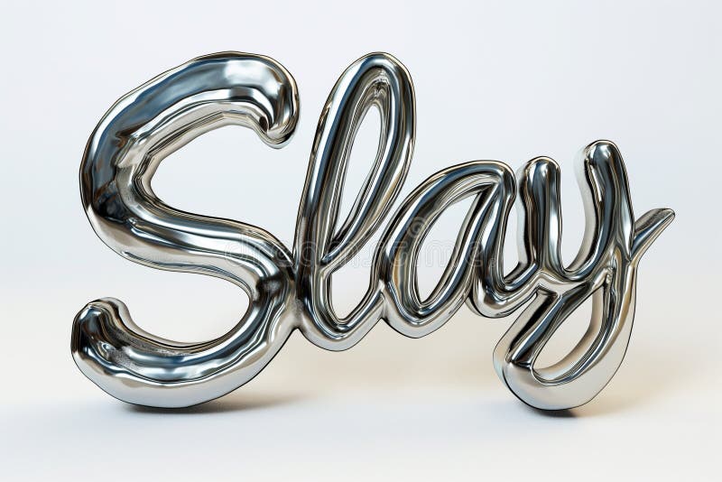 The Text "slay" in Vogue Style, Isolated, Chrome Typeface, Y2K Design ...