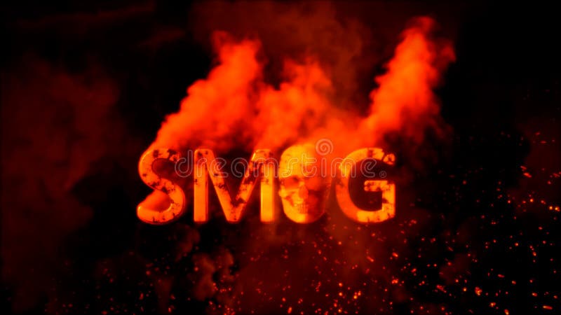Text Smog with Scary Human Skull on Burning Backdrop - Industrial 3D ...