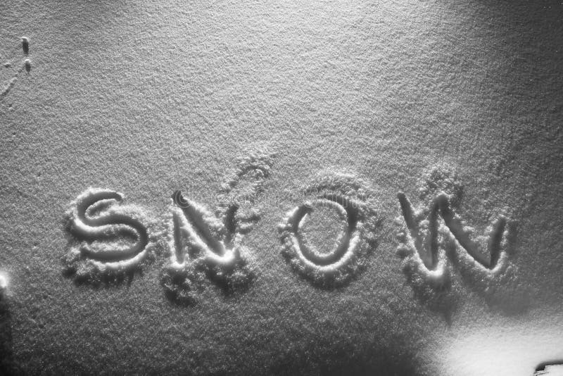 Text SNOW on Snow Surface. Winter Season and Snowfall Concept. High ...