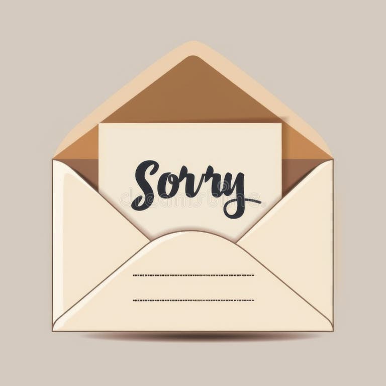 Text "Sorry!" Written on a Card Inside an Envelope Letter. Simple ...