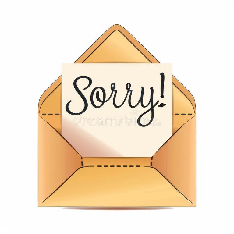 Text "Sorry!" Written on a Card Inside an Envelope Letter. Simple ...