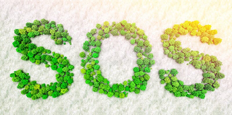 Text Sos from the Trees in the Desert Stock Illustration - Illustration ...