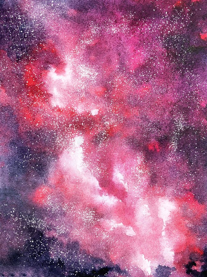 Pink Galaxy Watercolor Background Abstract Stock Illustration ...