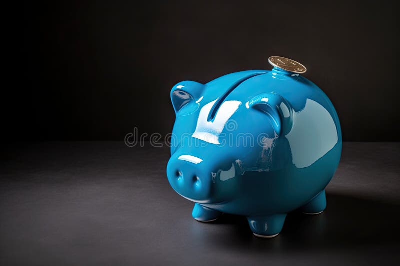 Text Space Copy Empty Bank Piggy Blue Money Putting Stock Illustration ...