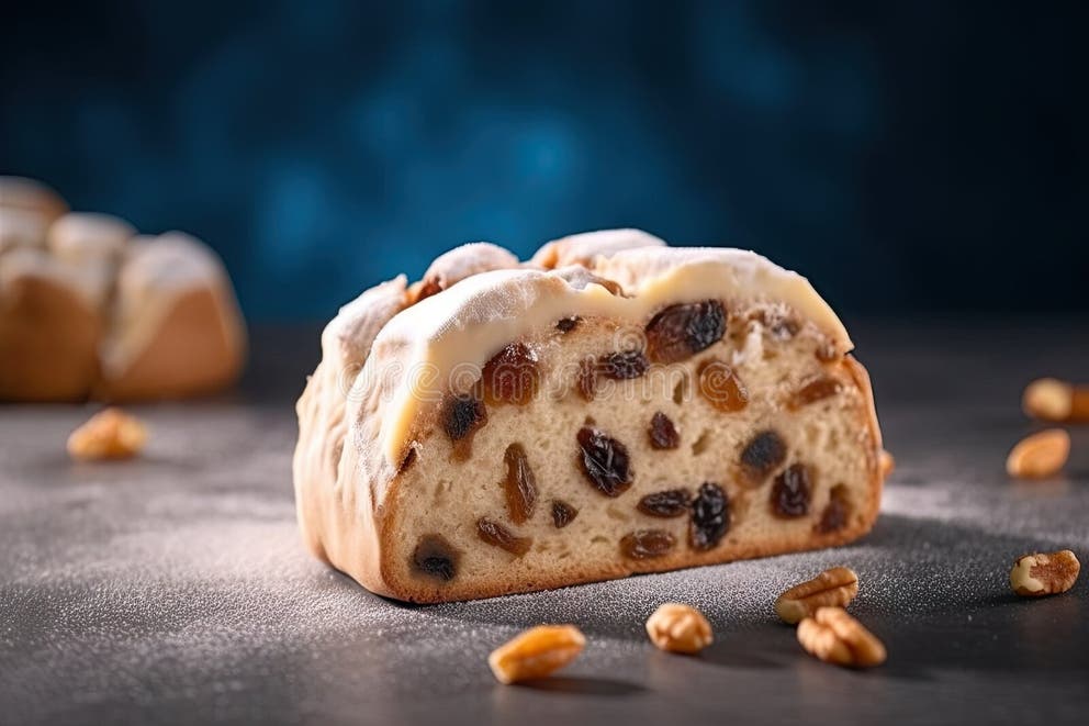 Text Space Empty Background Blue Marzipan Raisons Nuts Cake Christmas ...