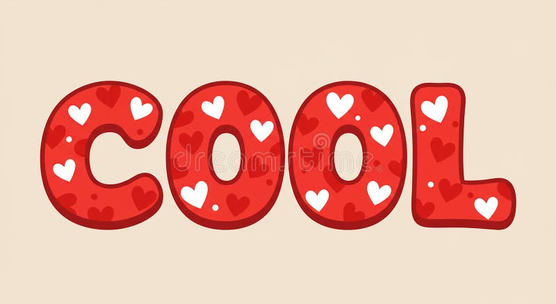 Text Spells "COOL" in Bold, Rounded Red Letters with White Heart ...
