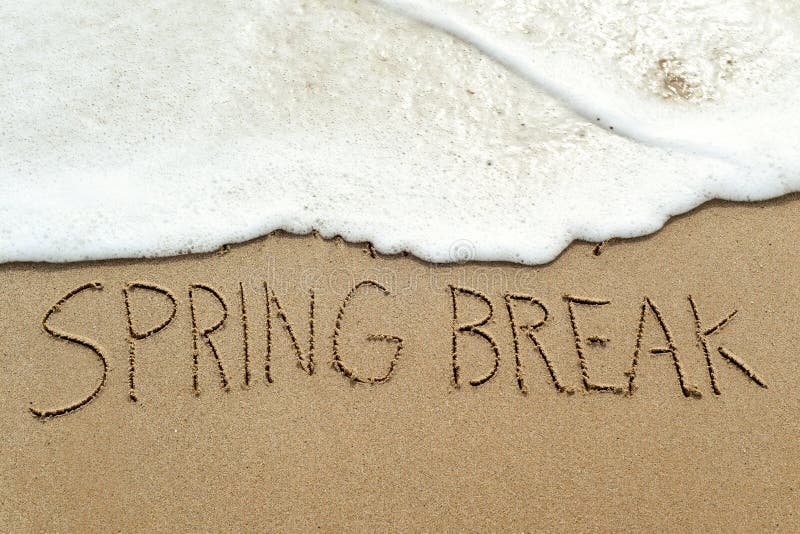 Text Spring Break in the Sand of a Beach Stock Photo - Image of bathing ...