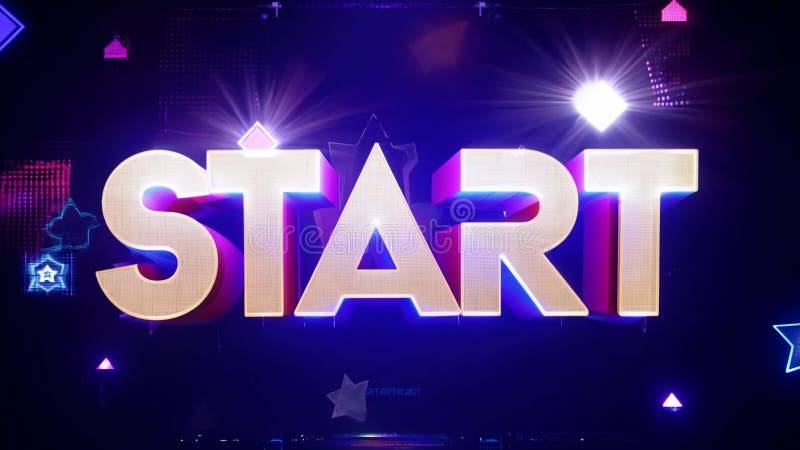 Text START with Neon Letters and Retro Computer Style Stock Video ...
