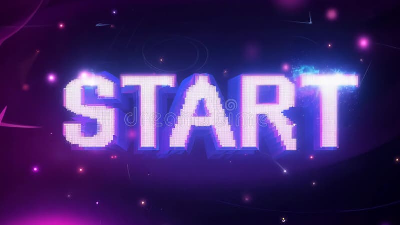 Text START with Neon Letters and Retro Computer Style Stock Footage ...