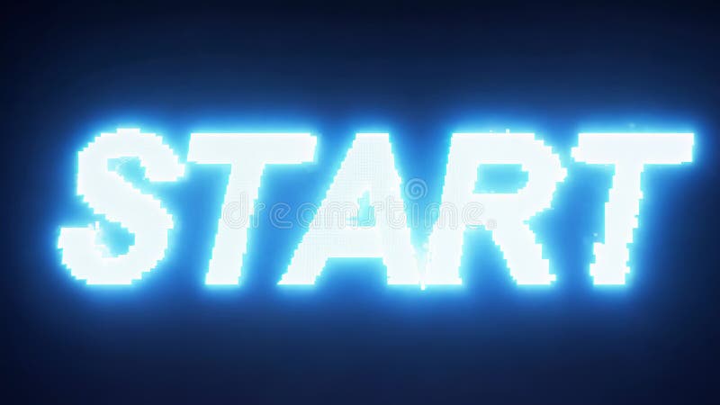 Text START with Neon Letters and Retro Computer Style Stock Video ...