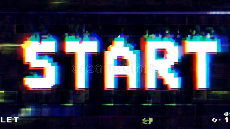 Text START with Pixel Letters and Retro Computer StyleText START with ...