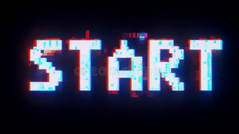 Text START with Pixel Letters and Retro Computer StyleText START with ...