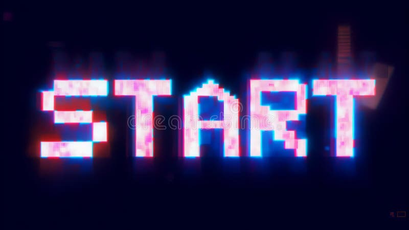 Text START with Pixel Letters and Retro Computer StyleText START with ...