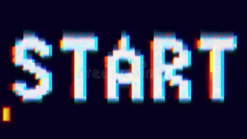 Text START with Pixel Letters and Retro Computer StyleText START with ...