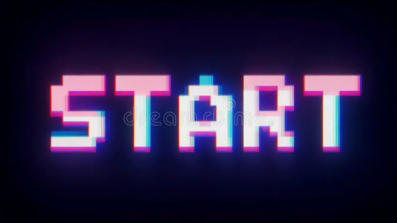 Text START with Pixel Letters and Retro Computer StyleText START with ...