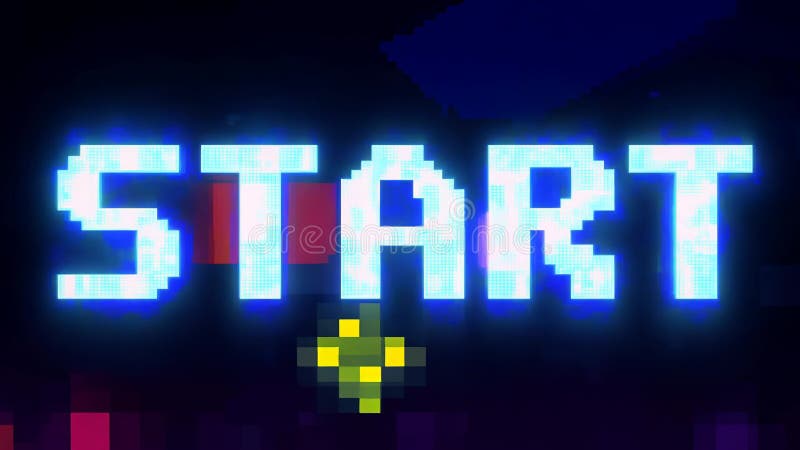 Text START with Pixel Letters and Retro Computer StyleText START with ...