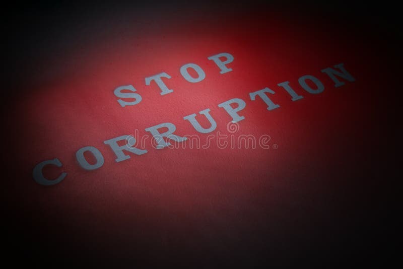 Text STOP CORRUPTION on Dark Background Stock Photo - Image of currency ...
